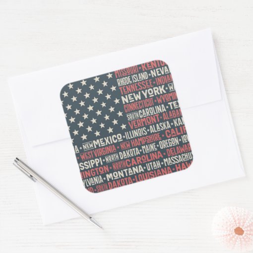 United States Of America |States & Capitals Square Sticker | Zazzle
