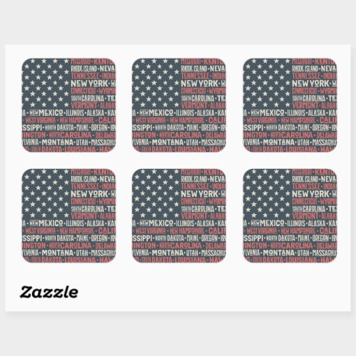 United States Of America |States & Capitals Square Sticker | Zazzle