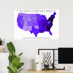 United States Order of Statehood Map with Numbers Poster | Zazzle