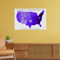United States Order of Statehood Map with Numbers Poster | Zazzle