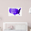 United States Order of Statehood Map with Numbers Poster | Zazzle