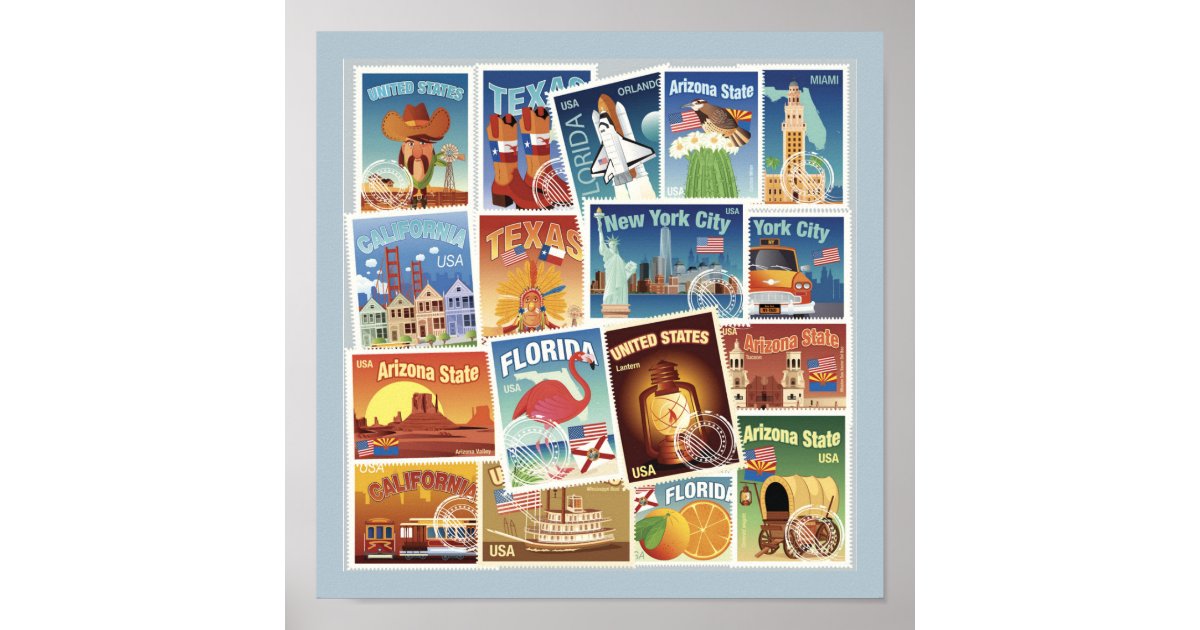 United States Postage Stamps Poster | Zazzle