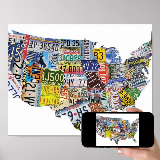 UNITED STATES STATE LICENSE PLATES POSTER | Zazzle