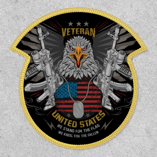 United States Veteran Eagle Kneel for Fallen Patch | Zazzle