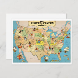 United States Vintage Map Postcard | Zazzle