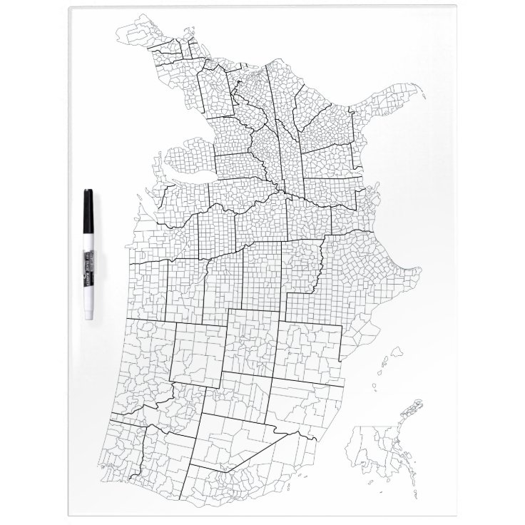 United States with Counties Blank Outline Map Dry Erase Board | Zazzle