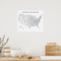 United States with Counties Blank Outline Map Poster | Zazzle