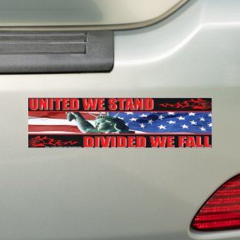 United We Stand & Divided We Fall Bumper Sticker | Zazzle