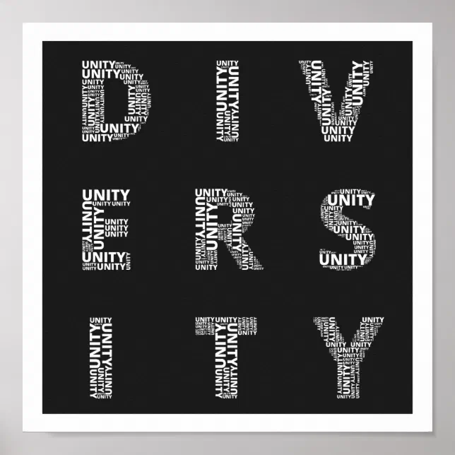 Unity in Diversity Black and White poster | Zazzle