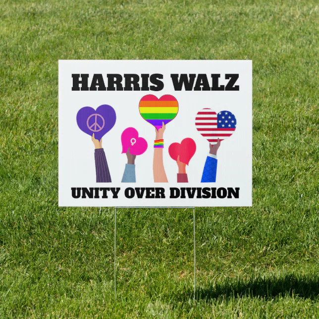 Unity Over Division Kamala Harris Tim Walz Sign | Zazzle