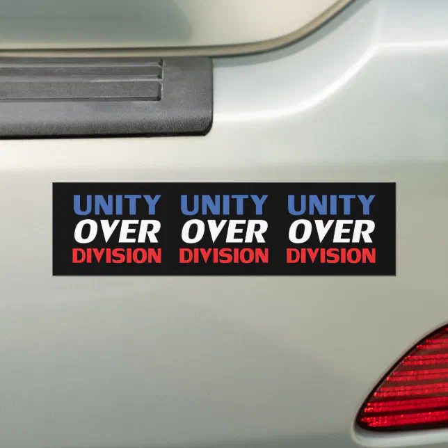 Unity over Division - red, white, blue, black Bumper Sticker | Zazzle