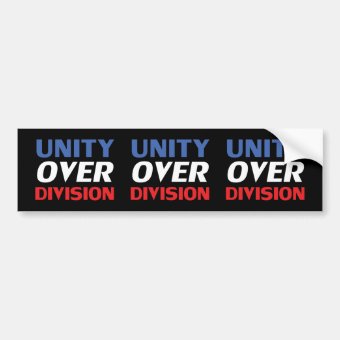 Unity over Division - red, white, blue, black Bumper Sticker | Zazzle