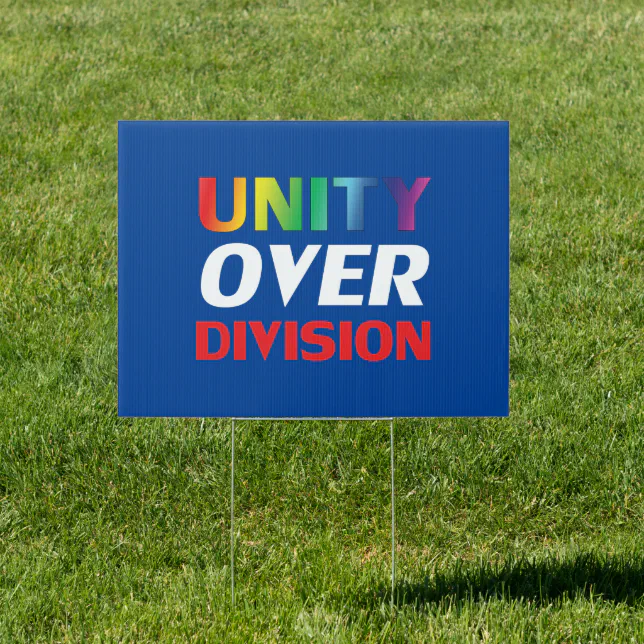 Unity over Division red white blue lgbtq pride Sign | Zazzle
