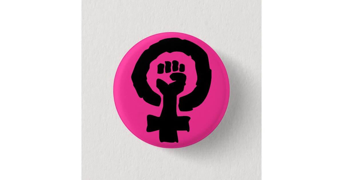 Universal Female symbol Solidarity hand Hot Pink Pinback Button | Zazzle