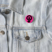 Universal Female symbol Solidarity hand Hot Pink Pinback Button | Zazzle