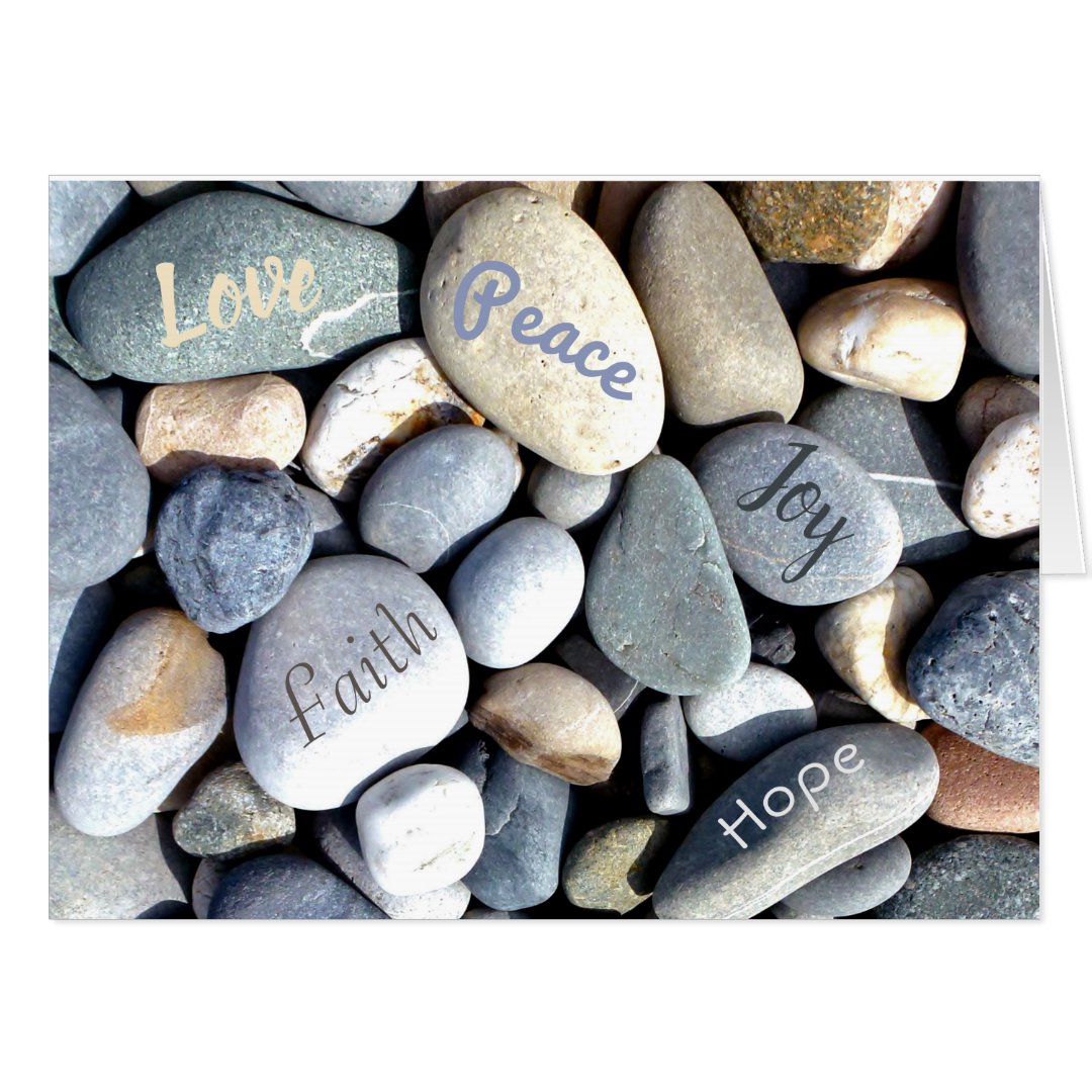 Universal Values Joy Hope Peace Faith Love Pebbles Card | Zazzle