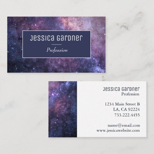 Universe Cosmic Galaxy Dark Purple Elegant Modern Business Card | Zazzle