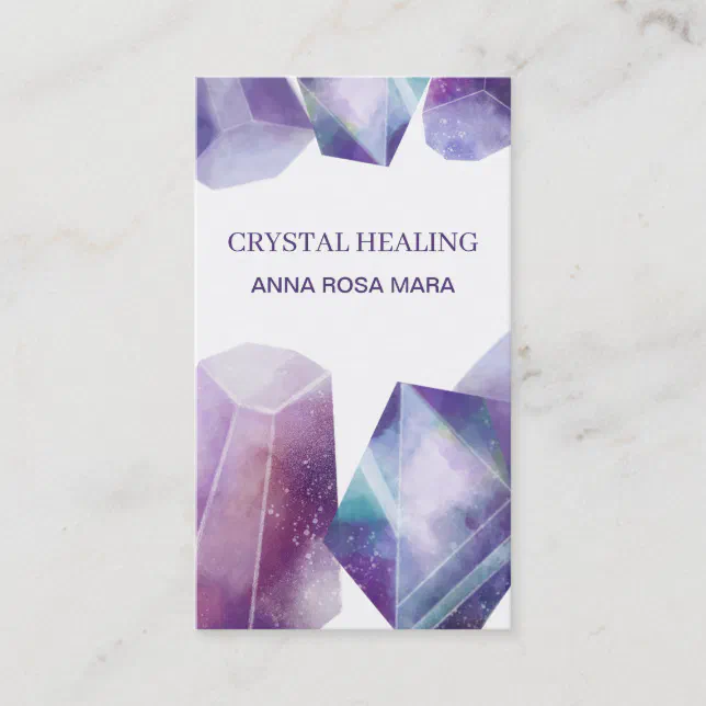 * Universe Cosmos Gemstone Watercolor Crystals Gem Business Card | Zazzle