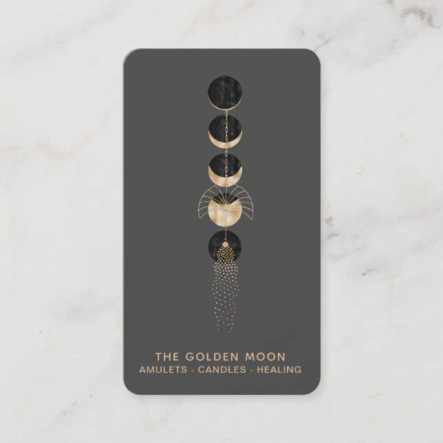 Universe Gold Glitter Moon Phases Cosmic Luna Business Card | Zazzle