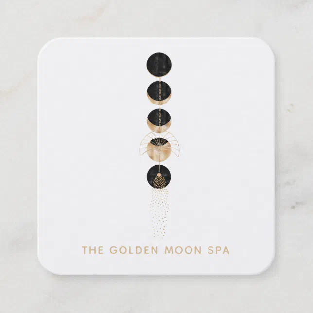 Universe Gold Moon Phases Glitter Cosmic Lunar Square Business Card ...