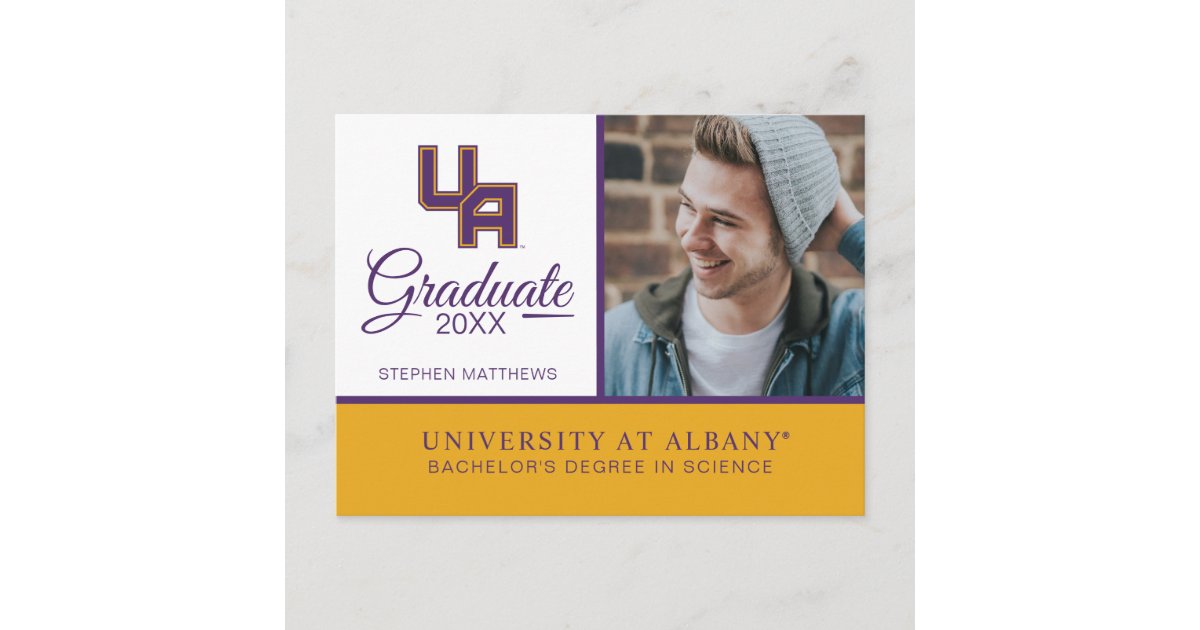 University at Albany Initials Logo Announcement Postcard | Zazzle