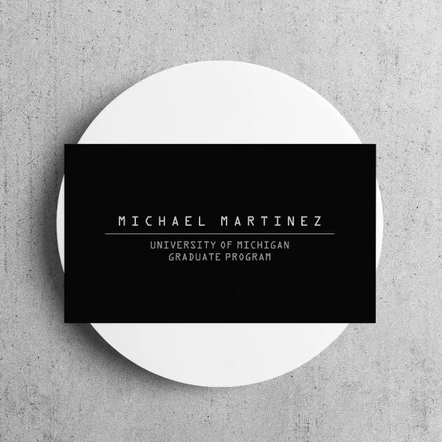 UNIVERSITY/COLLEGE STUDENT BLACK Business Card | Zazzle