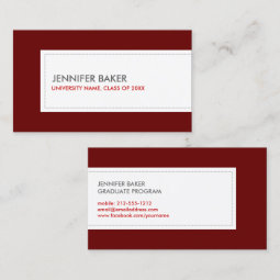 UNIVERSITY/COLLEGE STUDENT DEEP RED CALLING CARD | Zazzle