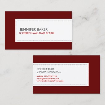 UNIVERSITY/COLLEGE STUDENT DEEP RED CALLING CARD | Zazzle