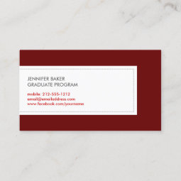 UNIVERSITY/COLLEGE STUDENT DEEP RED CALLING CARD | Zazzle