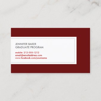 UNIVERSITY/COLLEGE STUDENT DEEP RED CALLING CARD | Zazzle