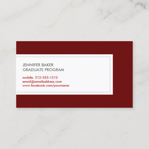 UNIVERSITY/COLLEGE STUDENT DEEP RED CALLING CARD | Zazzle