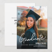 University Graduate Photo Class year Trendy Grad Invitation | Zazzle