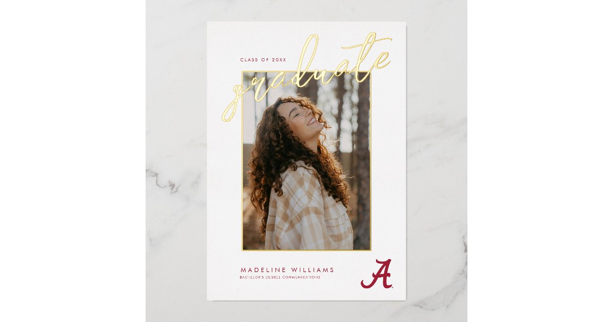 University of Alabama Graduation Foil Invitation | Zazzle