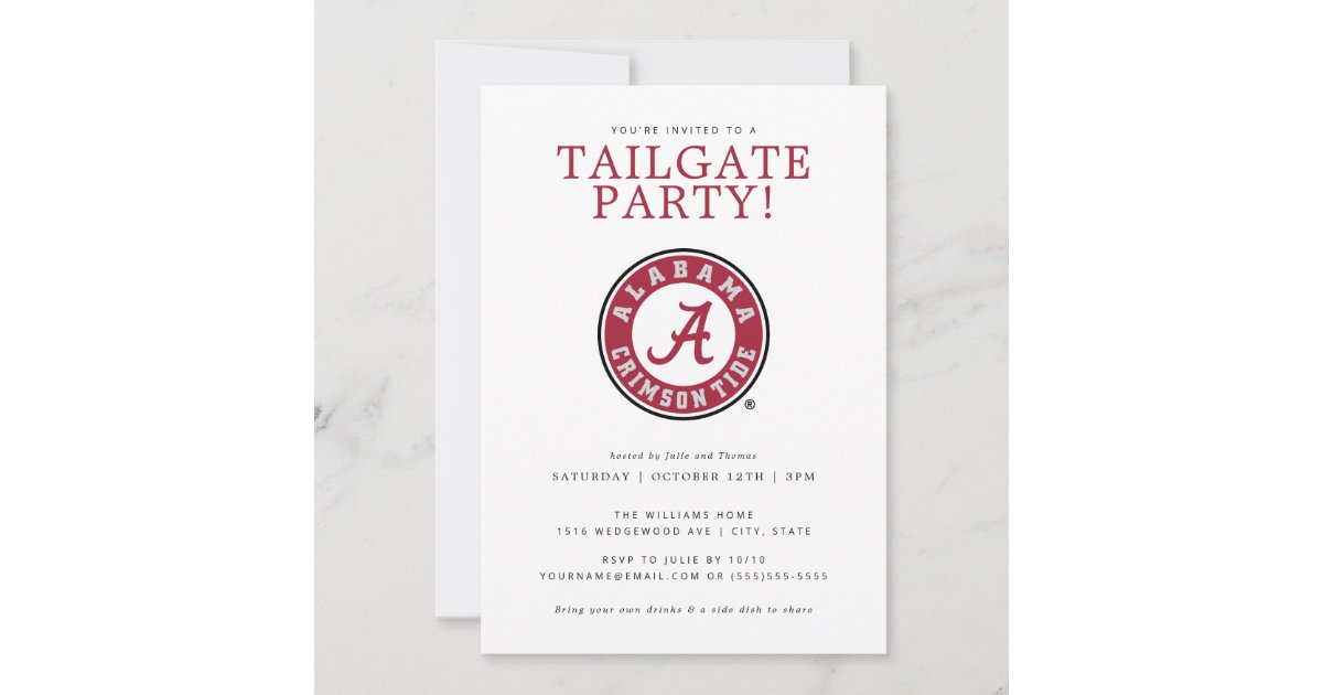 University of Alabama Tailgate Party Invitation | Zazzle