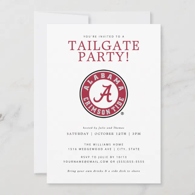 University of Alabama Tailgate Party Invitation | Zazzle