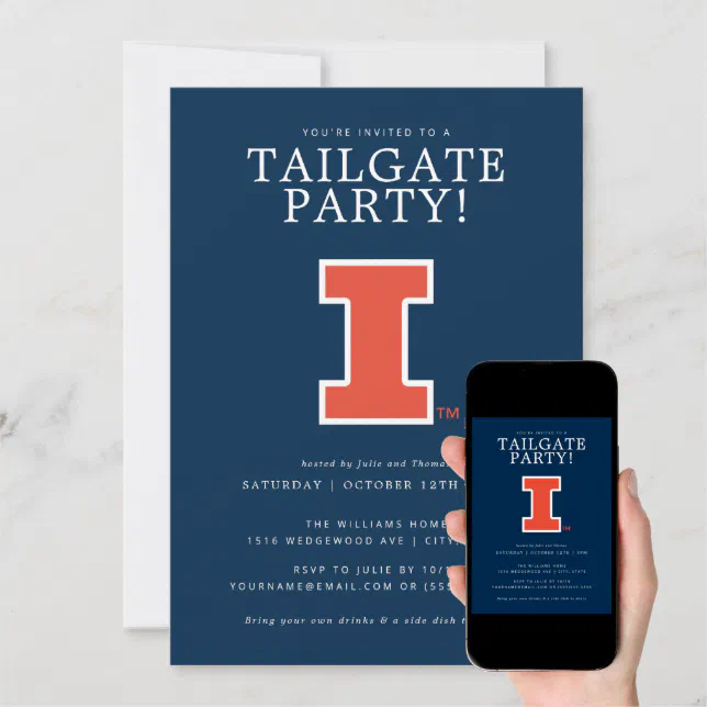 University of Illinois Tailgate Party Invitation | Zazzle
