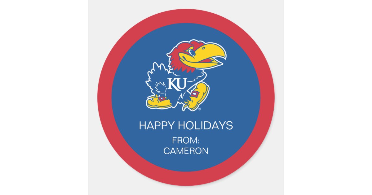 University of Kansas Jayhawk Logo Classic Round Sticker | Zazzle