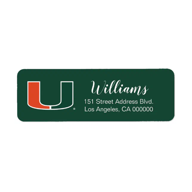 University of Miami Primary | Holiday Label | Zazzle