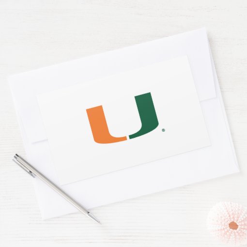 University of Miami U Rectangular Sticker | Zazzle