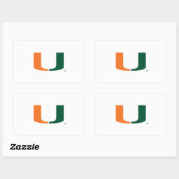 University of Miami U Rectangular Sticker | Zazzle