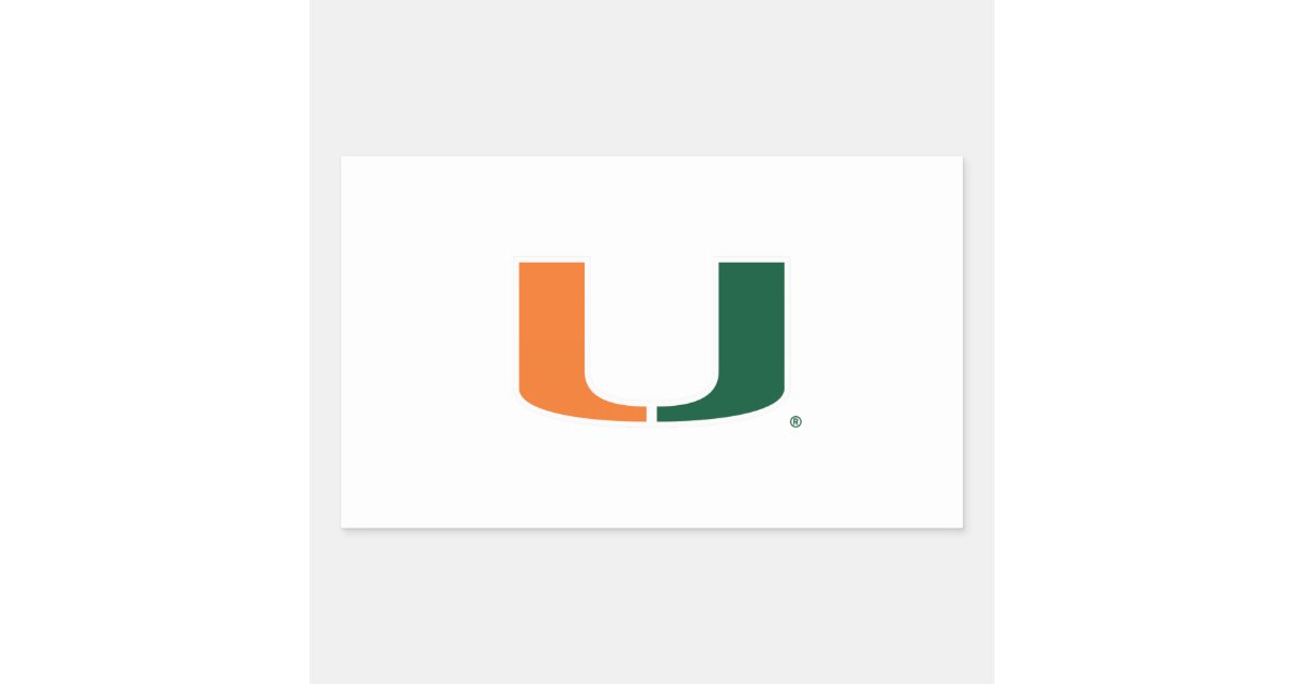 University of Miami U Rectangular Sticker | Zazzle