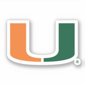 University of Miami U Sticker | Zazzle