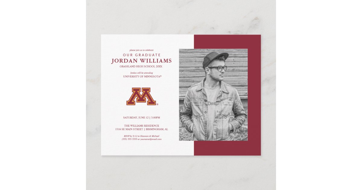 University of Minnesota Graduate Announcement Postcard | Zazzle