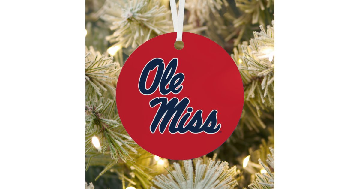 University of Mississippi | Ole Miss Script Metal Ornament | Zazzle