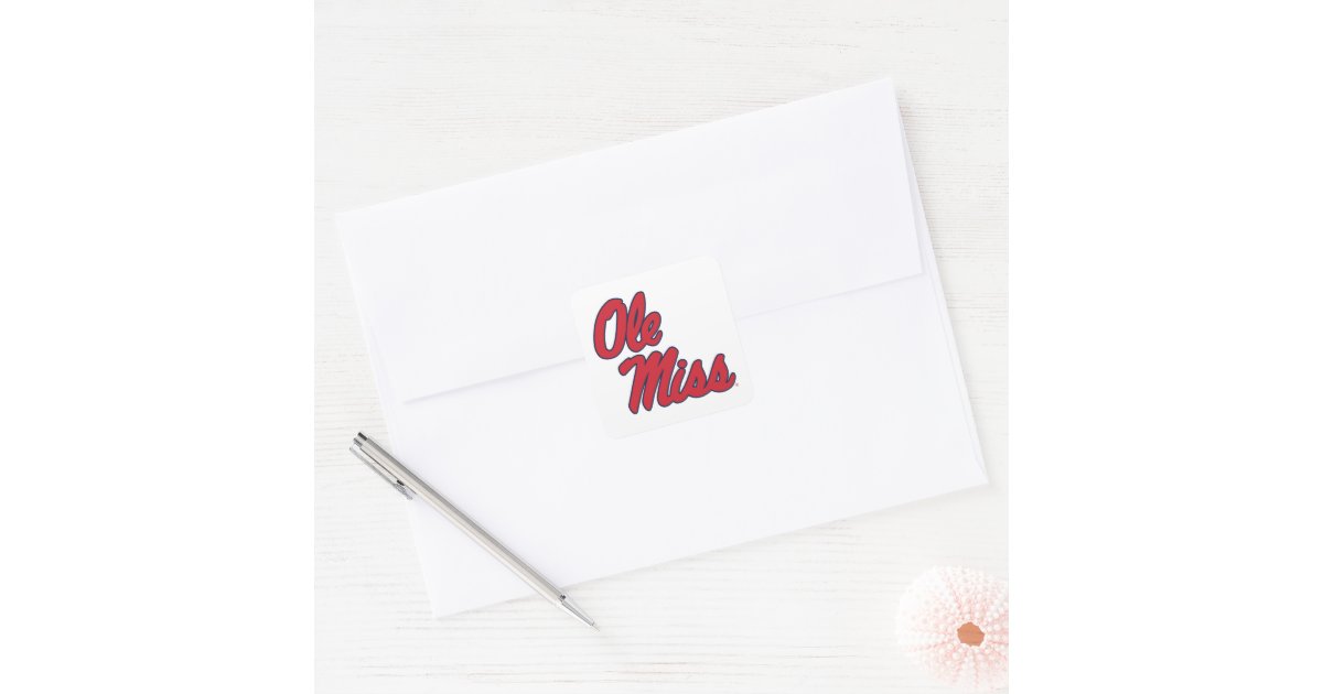 University of Mississippi | Ole Miss Script Square Sticker | Zazzle