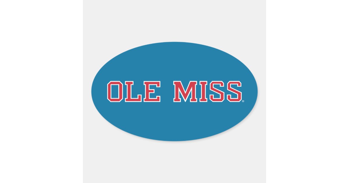 University of Mississippi | Ole Miss Wordmark Oval Sticker | Zazzle