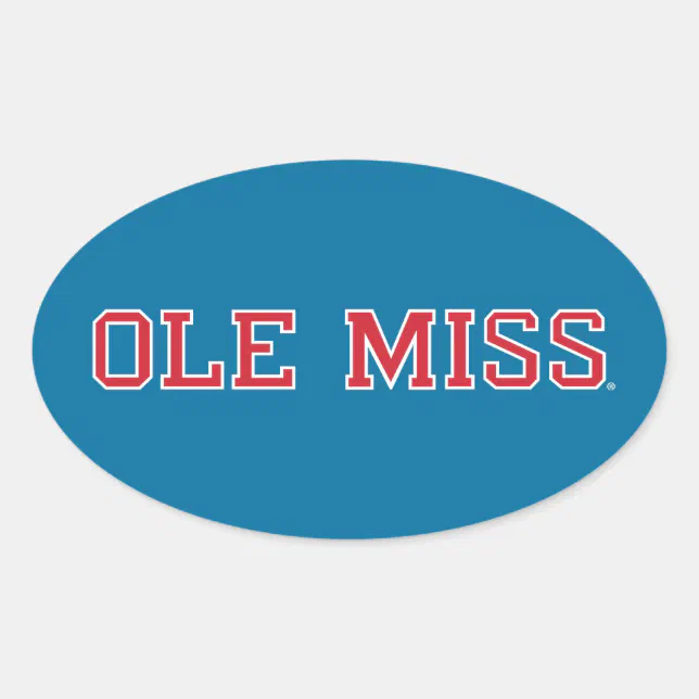 University of Mississippi | Ole Miss Wordmark Oval Sticker | Zazzle