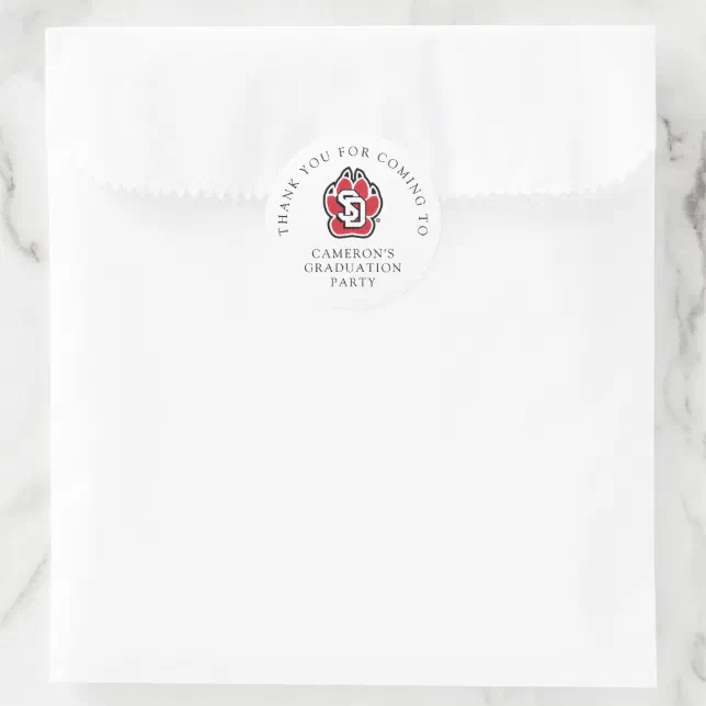 University of South Dakota Coyotes Graduation Classic Round Sticker ...