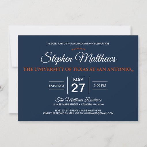 University of Texas at San Antonio | Graduation Invitation | Zazzle