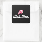 University of Utah | Vintage Script Utes Square Sticker | Zazzle